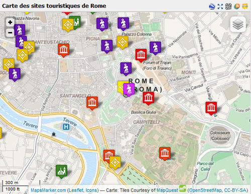 Carte de Rome avec les sites touristiques et monuments - Best of Rome